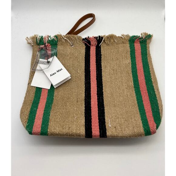 Alex Max | Bags | Nwt Alex Max Striped Jute Wristlet Purse | Poshmark